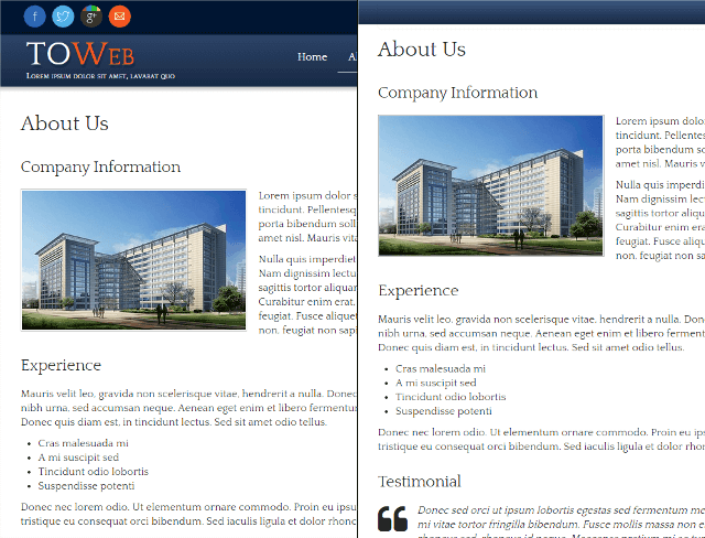 TOWeb version 6 new features