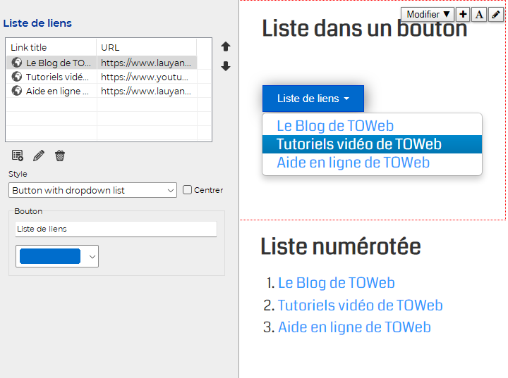 Nouveautés de TOWeb version 11